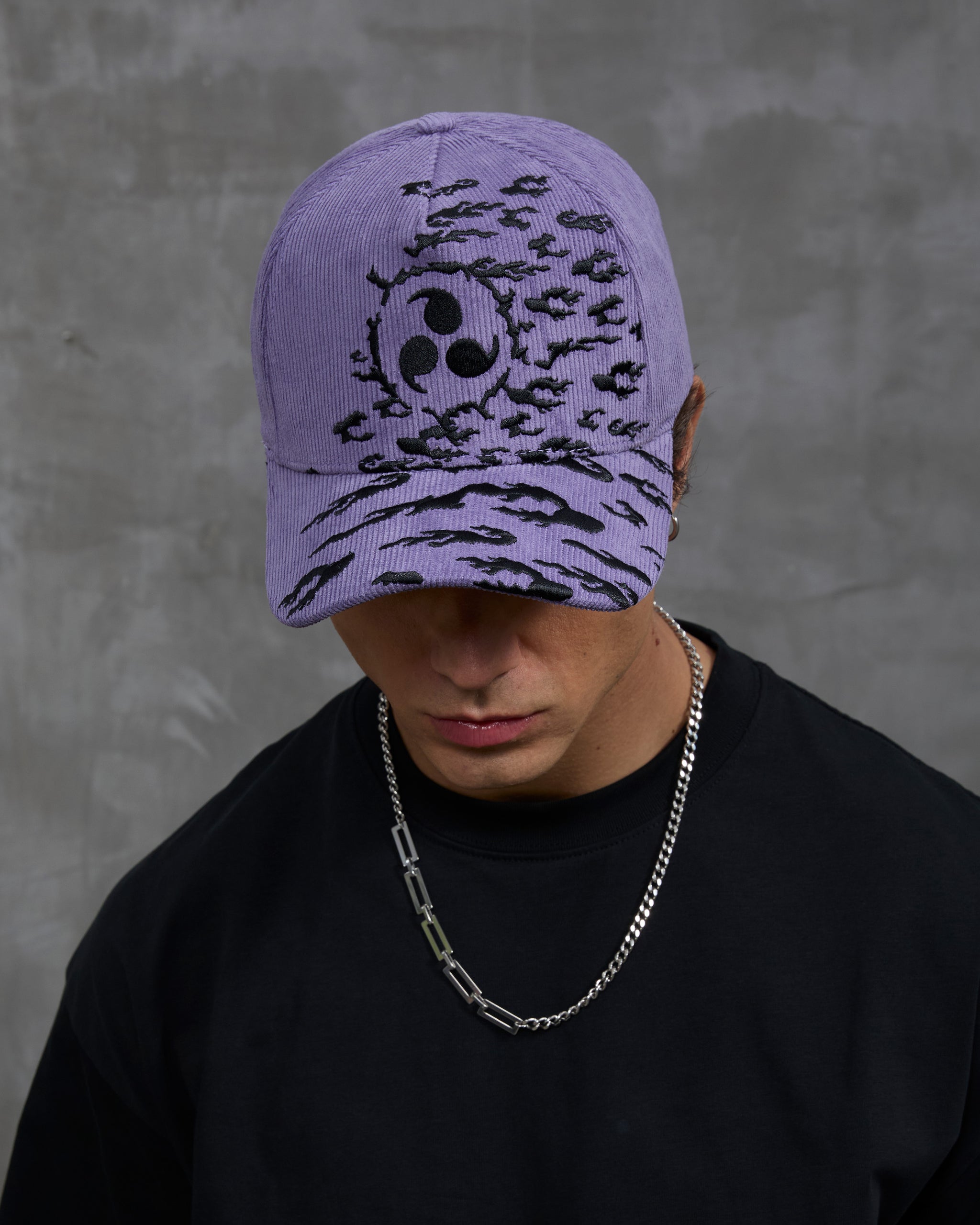 Curse Mark Purple Embroidered Corduroy Cap – Aniqi