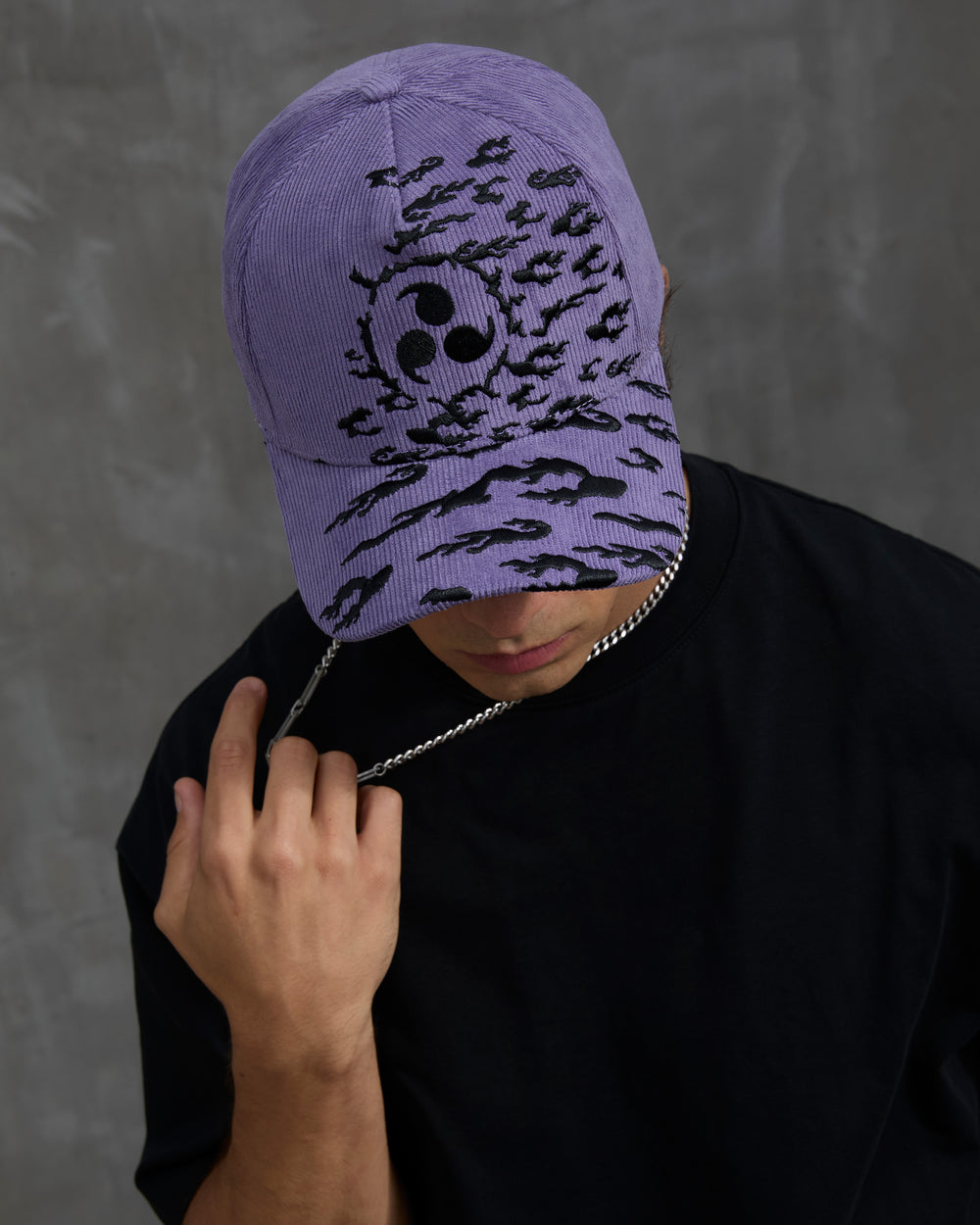 Curse Mark Purple Embroidered Corduroy Cap – Aniqi